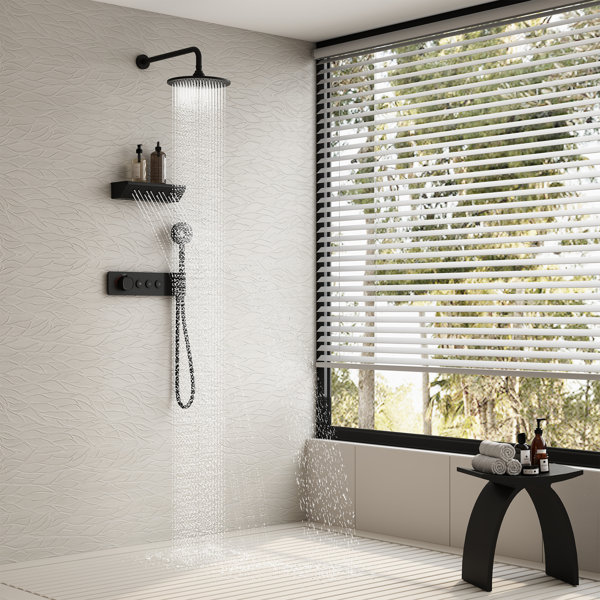 CASAINC Système de douche thermostatique complet à 3 fonctions avec douchette de massage et ...